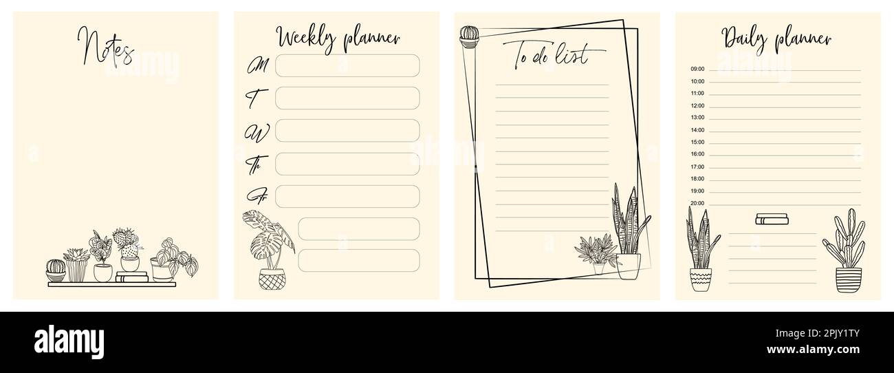 Set of weekly, daily planner pages, notes vector Stock Vector Image ...