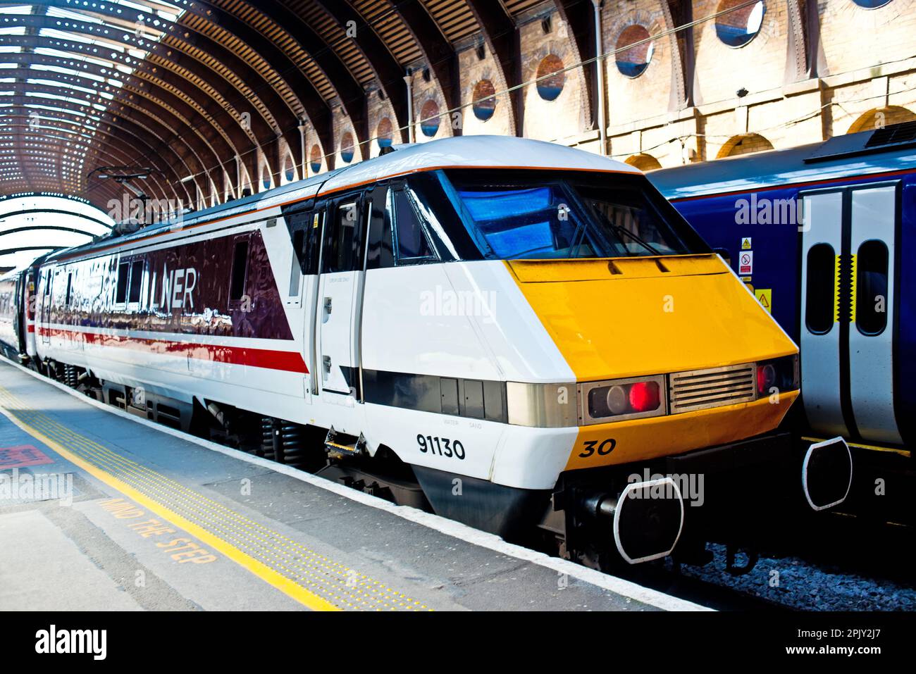LNER Class 91 in New livery, York Railway Station, Yorkshire, England ...
