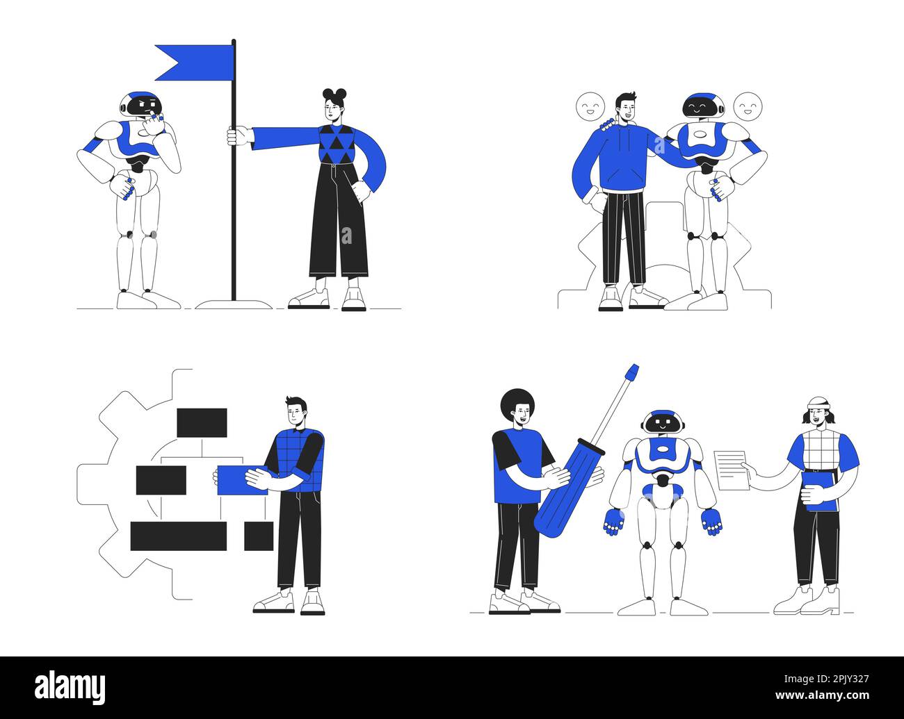 Develop artificial intelligence technologies duo color line concept ...