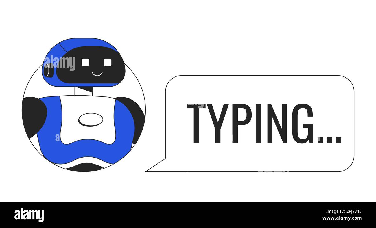 Ai Chatbot Typing Duo Color Line Concept Vector Spot Illustration Stock