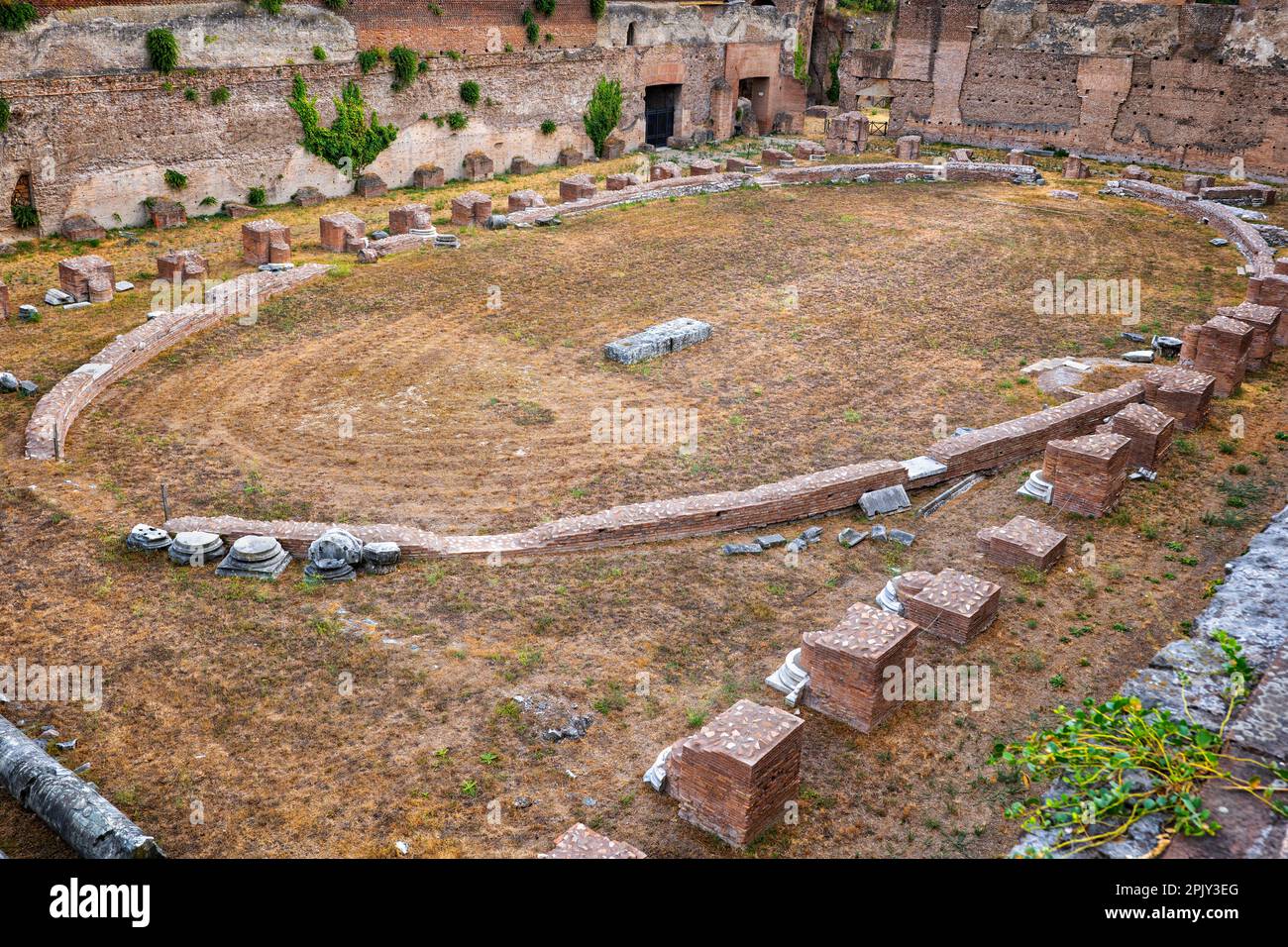 Hippodrome of Domitian or Stadio Palatino in city of Rome, Italy ...