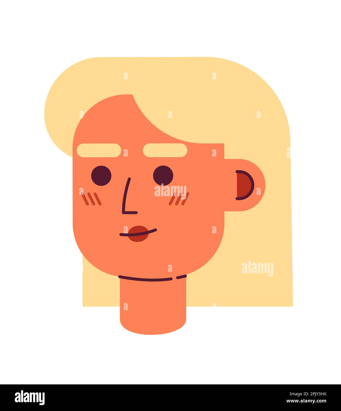 Confident smiling woman with thick eyebrows semi flat vector character ...