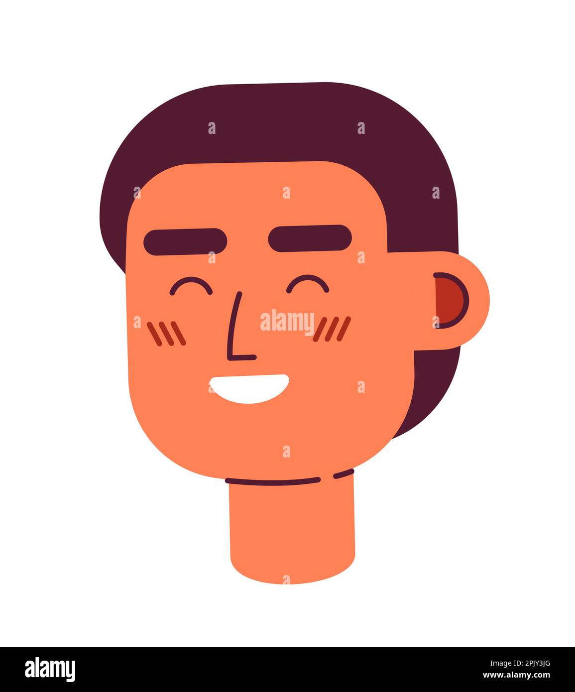 Happy Short Haired Man With Closed Eyes Semi Flat Vector Character Head