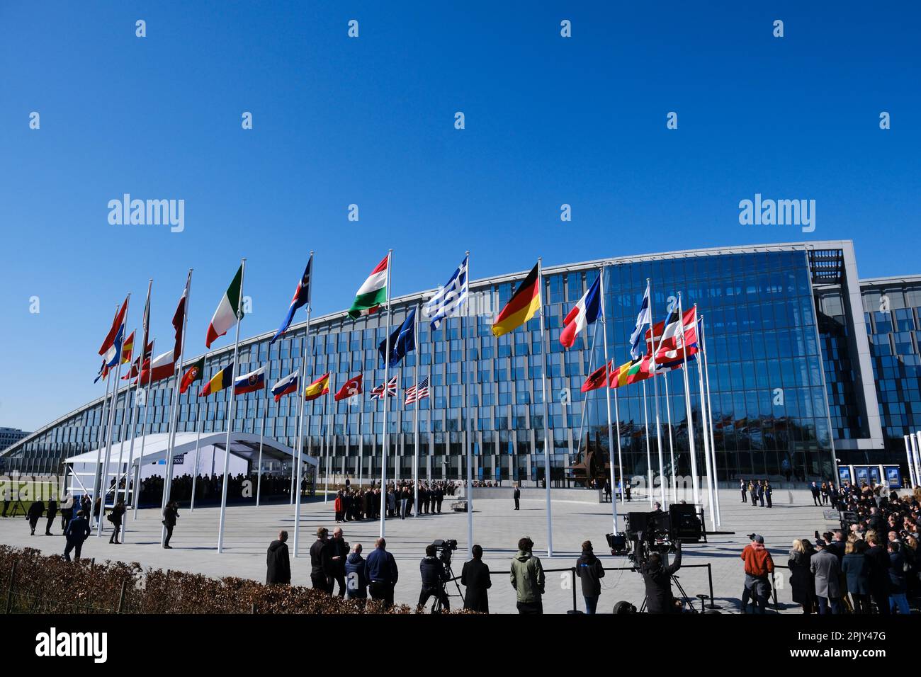 Nato headquarters flags 2023 hi-res stock photography and images - Alamy