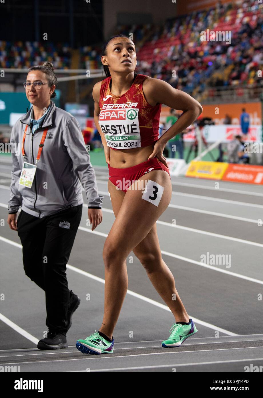 Jaël Bestué of Spain competing in the women’s 60m semi final at the ...
