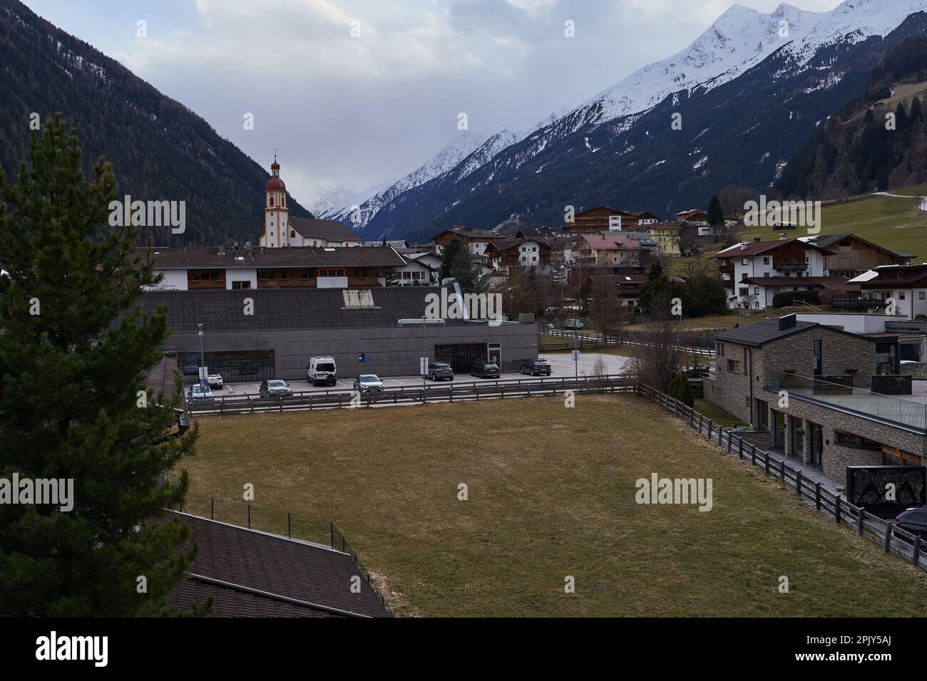 Neustift im Stubaital, Austria - March 16, 2023 - small town centre in ...