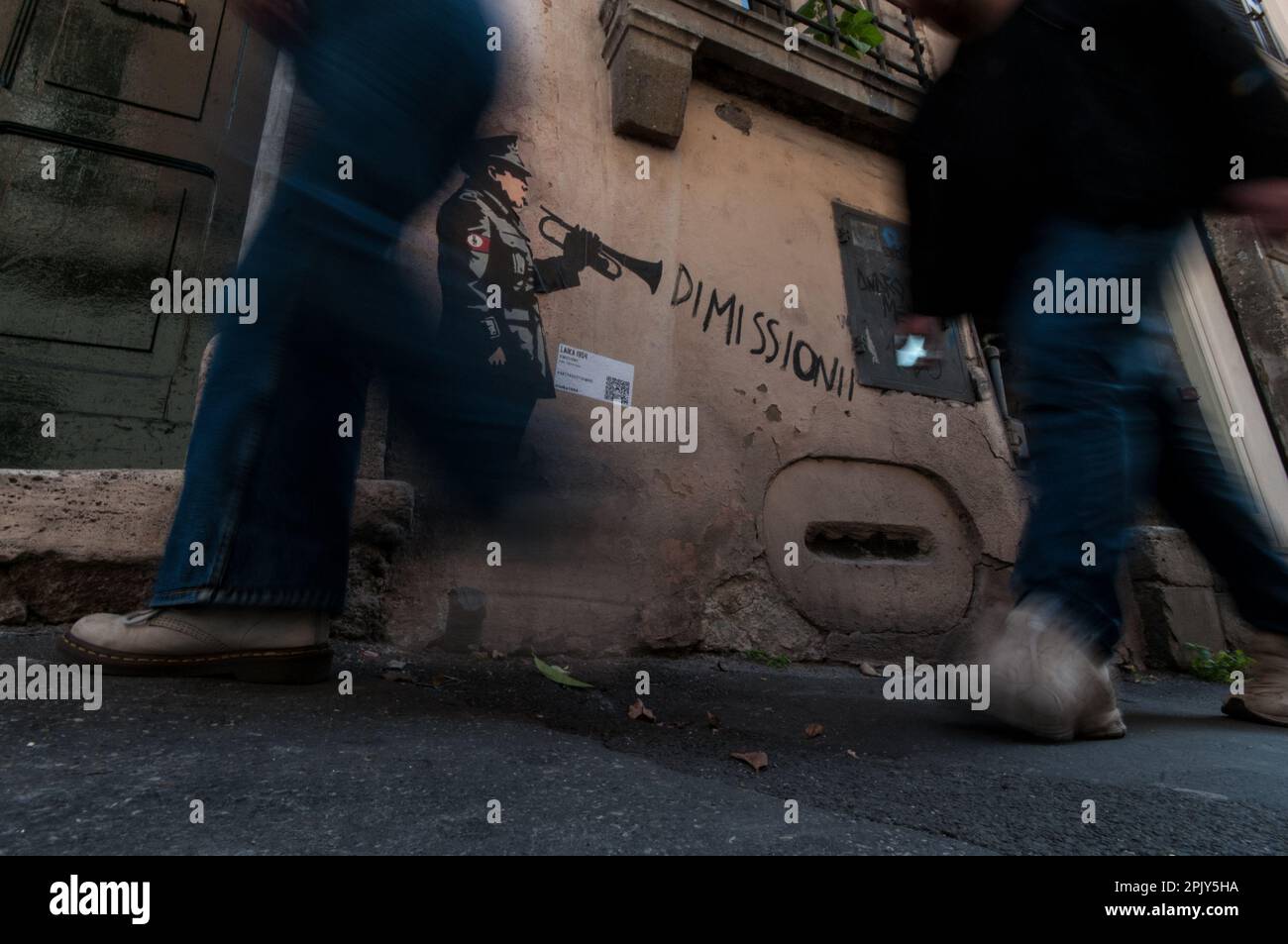 Rome, Italy. 3rd Apr, 2023. A new work by Street Artist Laika, entitled ...