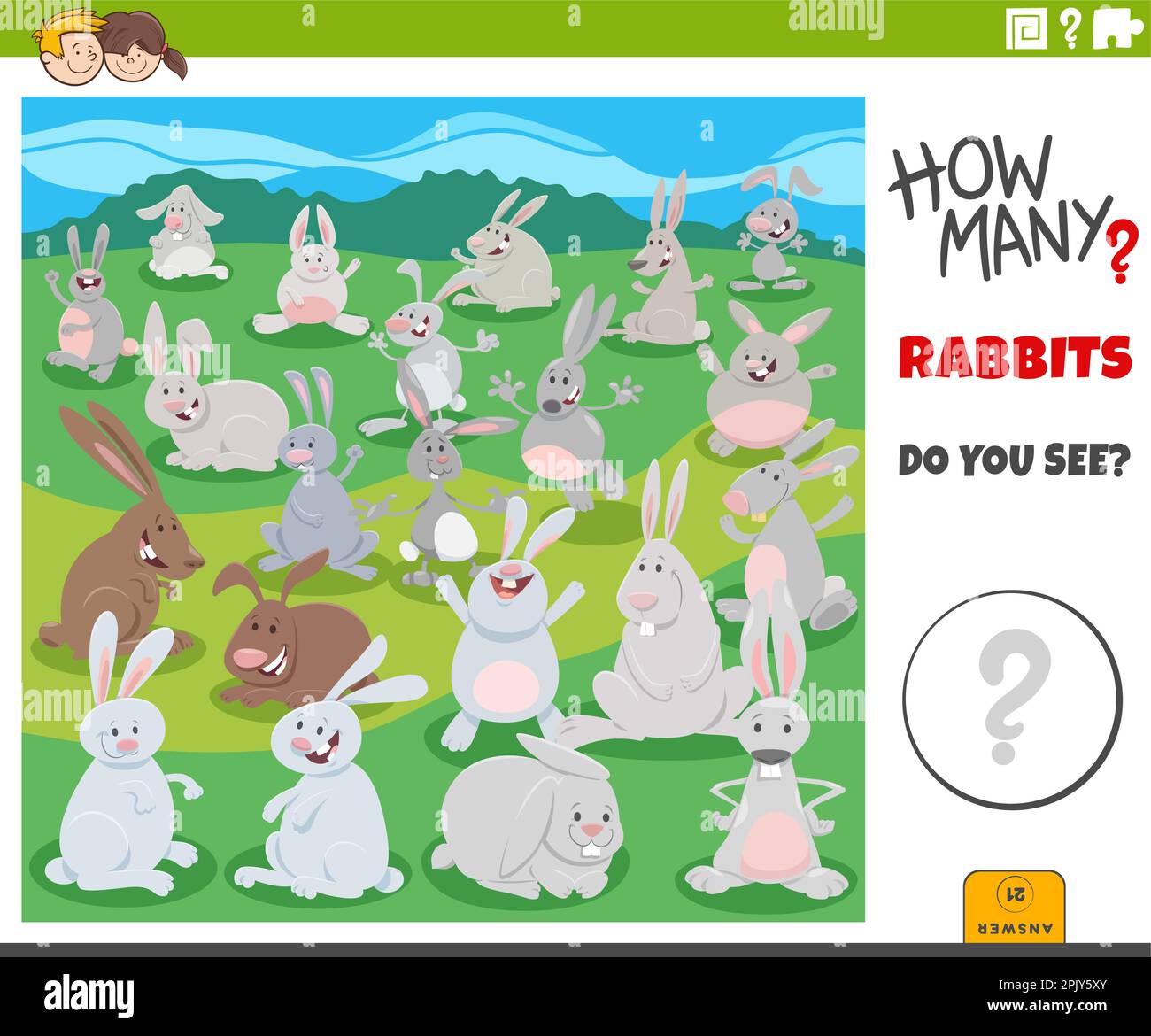 Illustration of educational counting game for children with cartoon ...