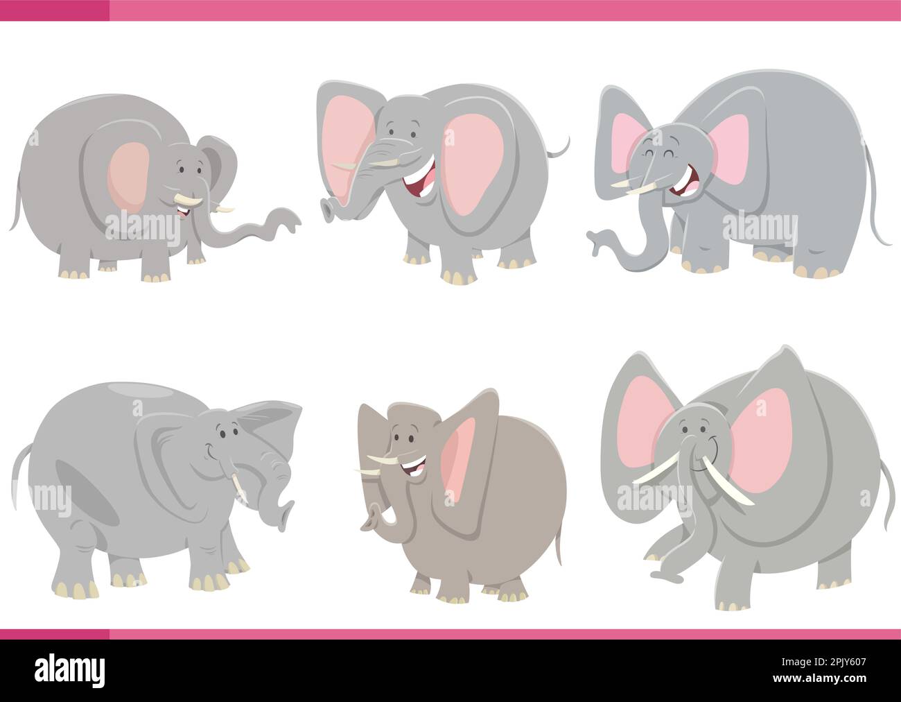 Cartoon illustration of funny elephants wild animals comic characters ...