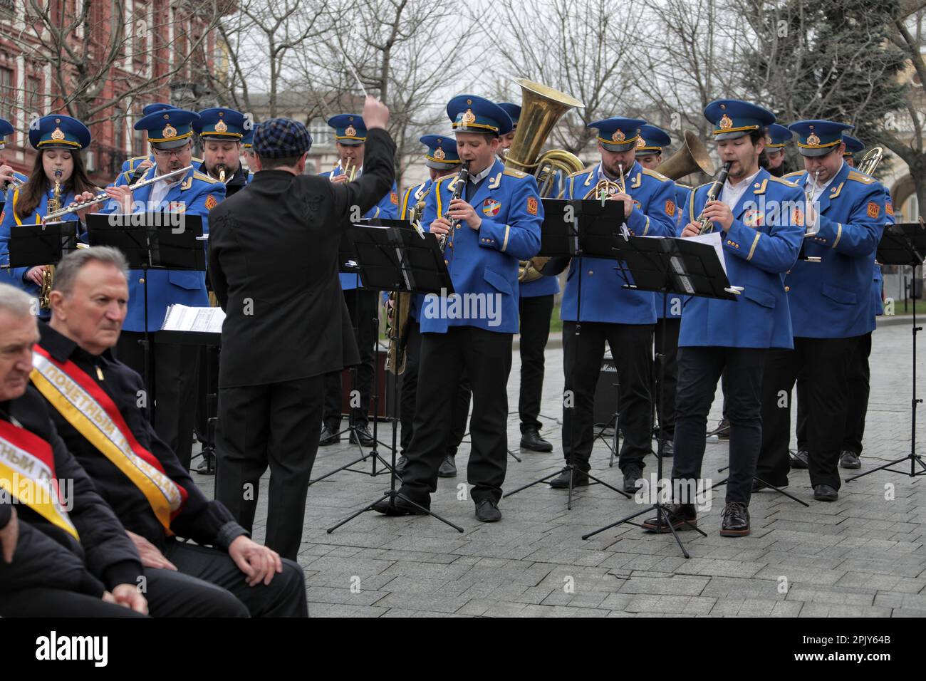 ODESA, UKRAINE - APRIL 4, 2023 - A brass band performs during the ...