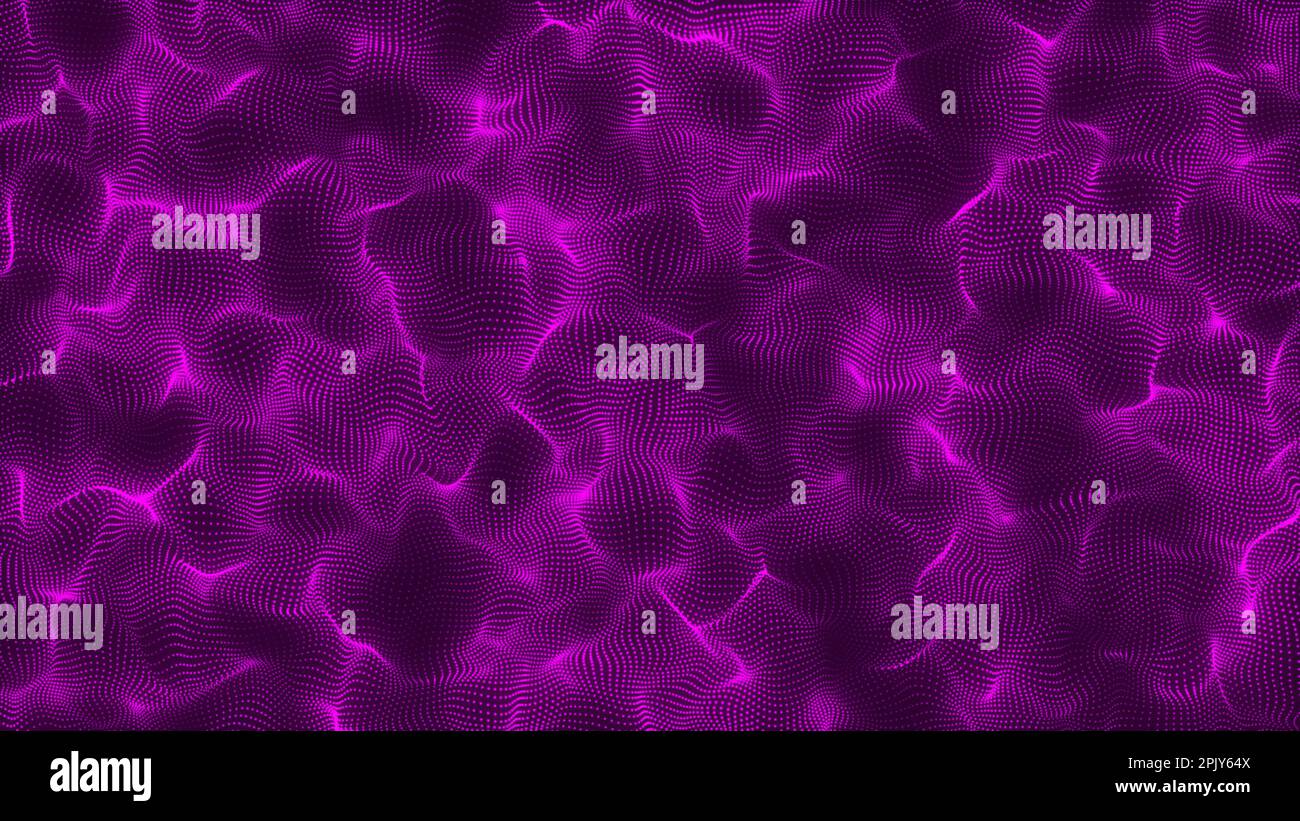 Wave with connecting dots and lines on dark background. Abstract ...