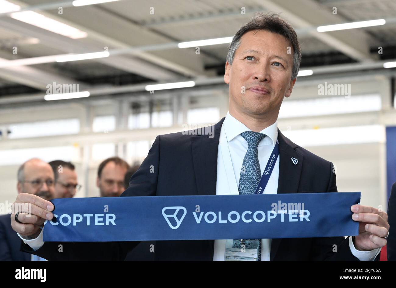 Bruchsal, Germany. 04th Apr, 2023. Dirk Hoke, CEO of Volocopter, holds ...