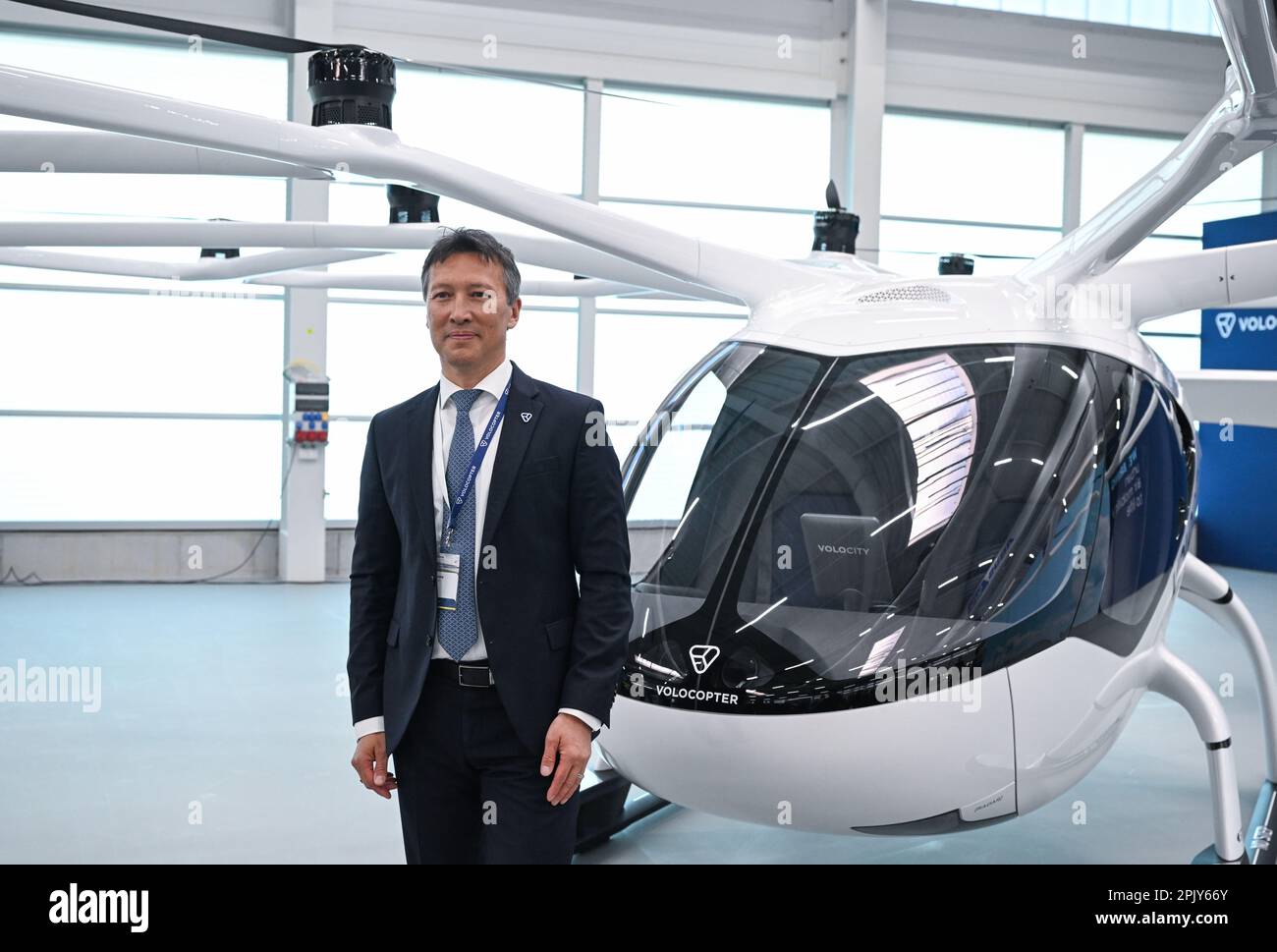 Bruchsal, Germany. 04th Apr, 2023. Dirk Hoke, CEO of Volocopter, stands ...