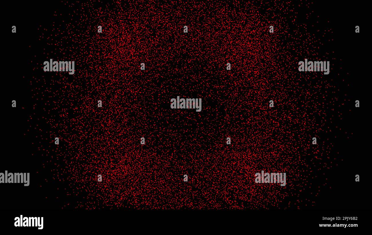 Red fire dots isolated on black night background. Explosion fire ...