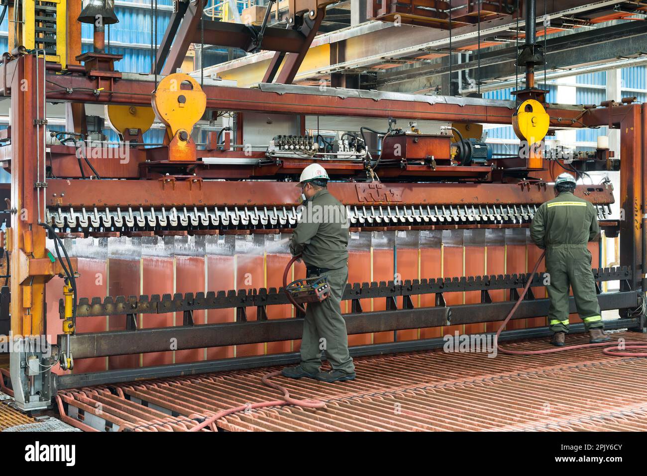 Calama, Antofagasta Region, Chile - Workers washing copper cathodes at ...