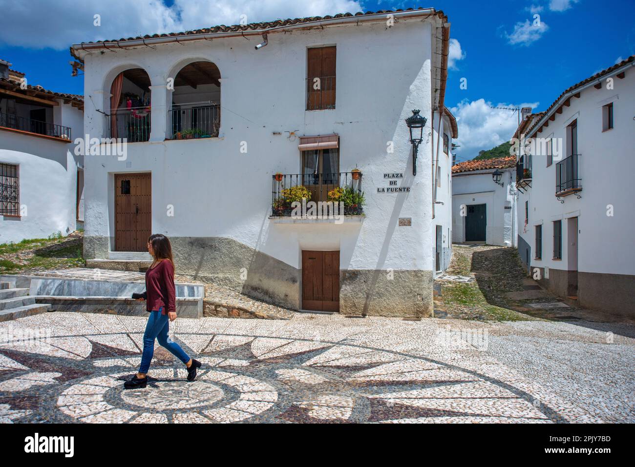 Street of Linares de la Sierra, Sierra de Aracena, Huelva, Andalucia ...