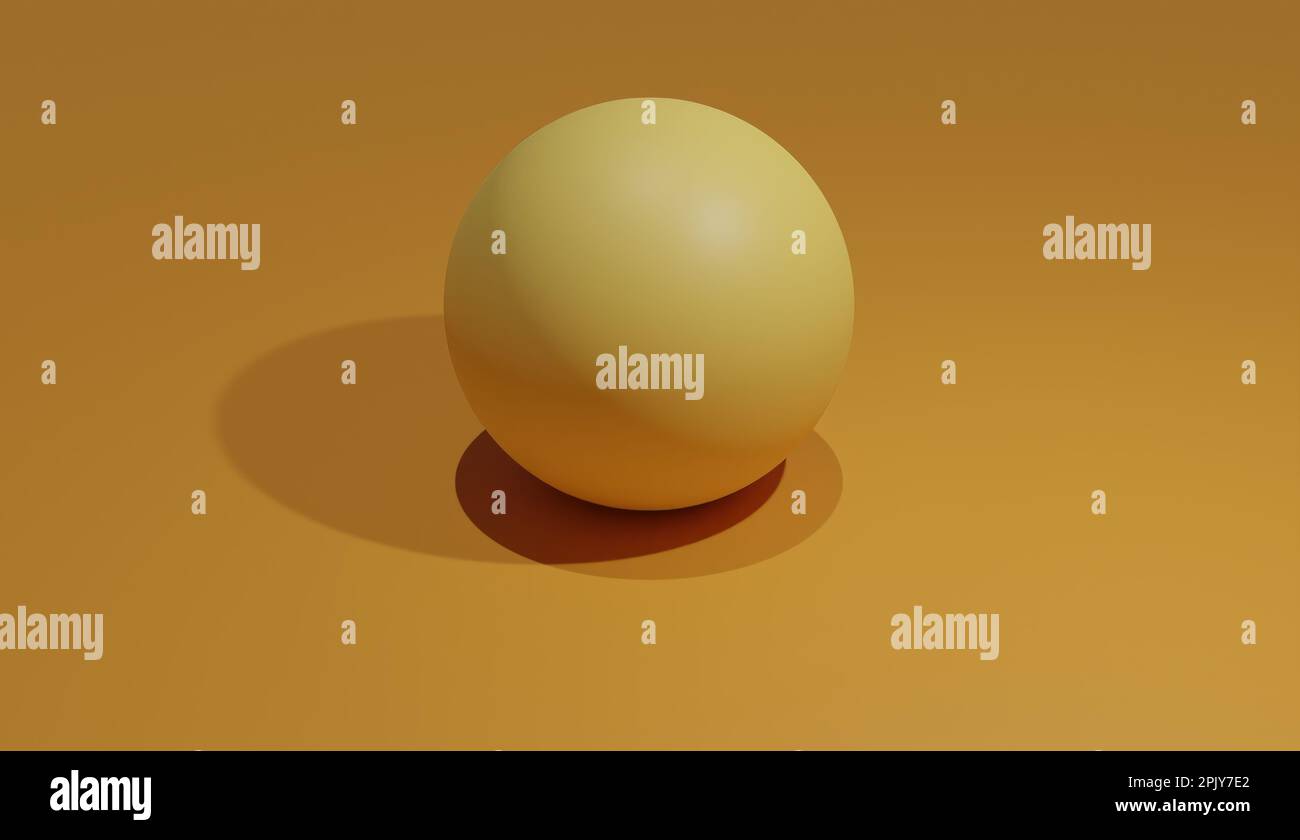 3d rendering of a yellow sphere on a yellow background, illustration ...