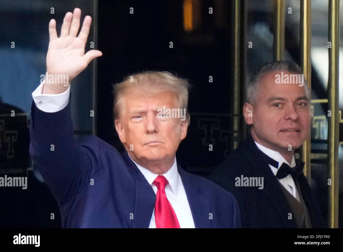 Former President Donald Trump leaves Trump Tower in New York on Tuesday ...