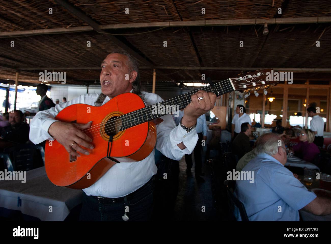 El Tintero restaurant chiringuito, El dedo beach Malaga, Spain. Finger ...