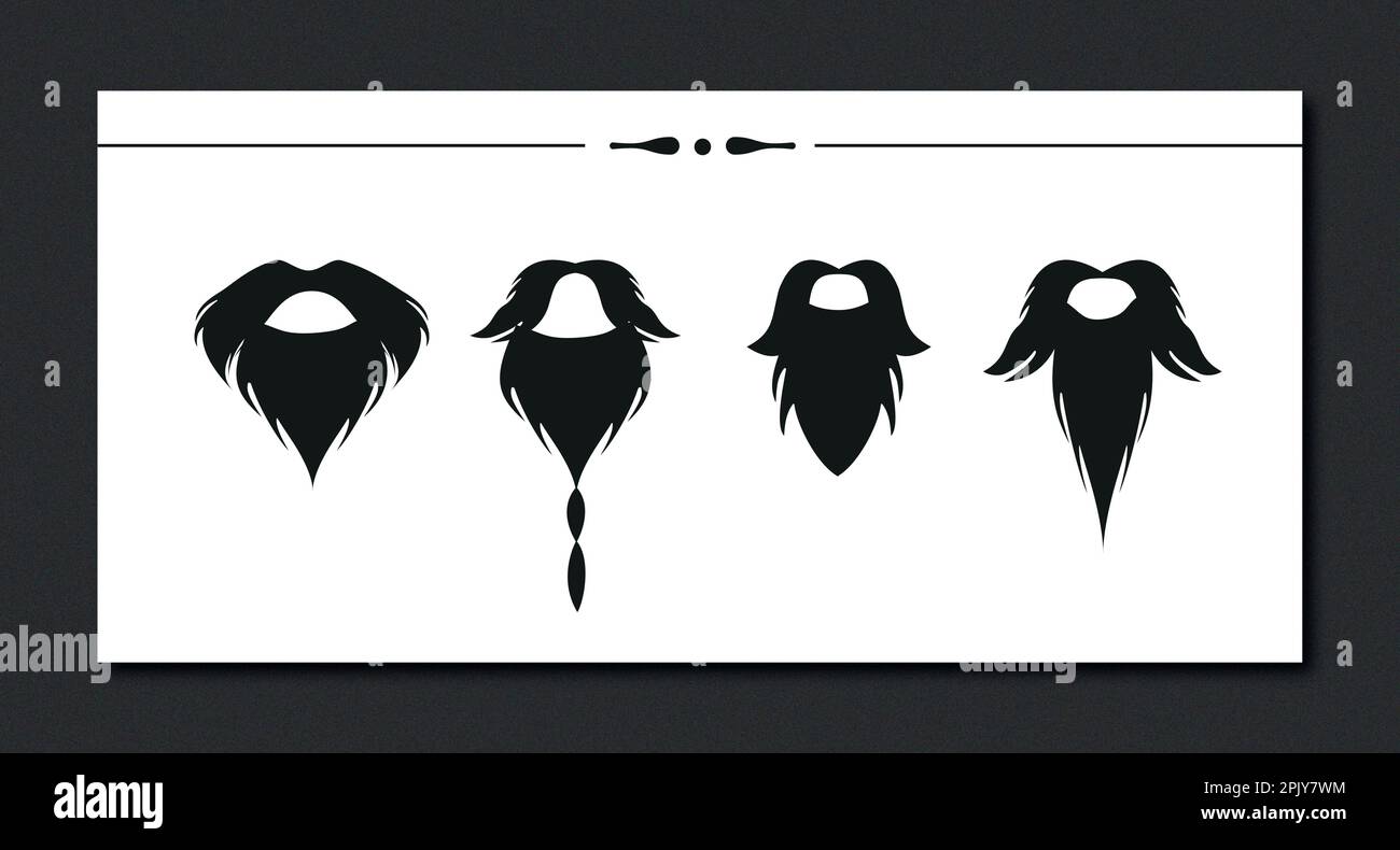 Various mustache and beard collection, facial hair, vector symbol Stock ...