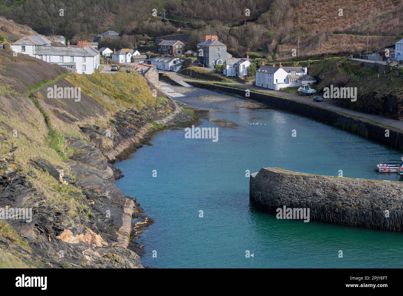 Scenic view of Boscastle harbour in Cornwall, England, UK Stock Photo ...