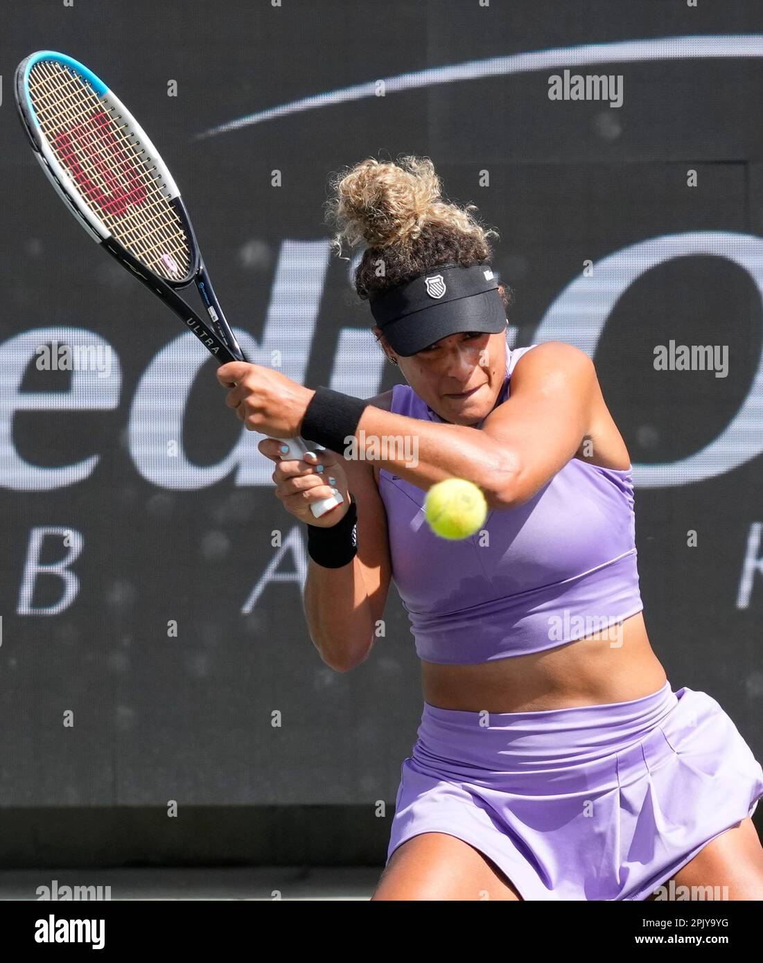 April 4, 2023: Mayar Sherif (EGY) loses to Paula Badosa (USA), 6-3, 6-1 ...