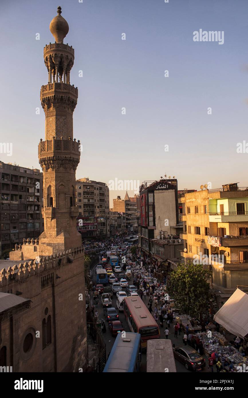 The Cairo city centre at daytime with vendors and traffic. Egypt Stock ...
