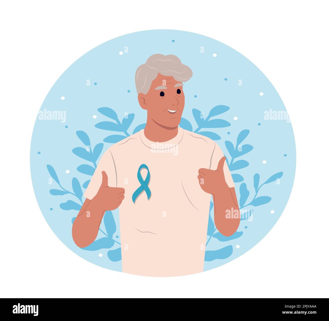 Elderly man and a symbol of mens health. Flat vector illustration. June ...