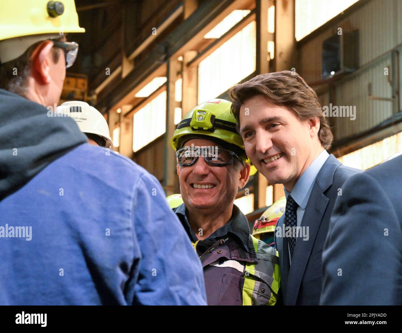 Levis, Canada. 30th Mar, 2023. Prime Minister Justin Trudeau poses with ...