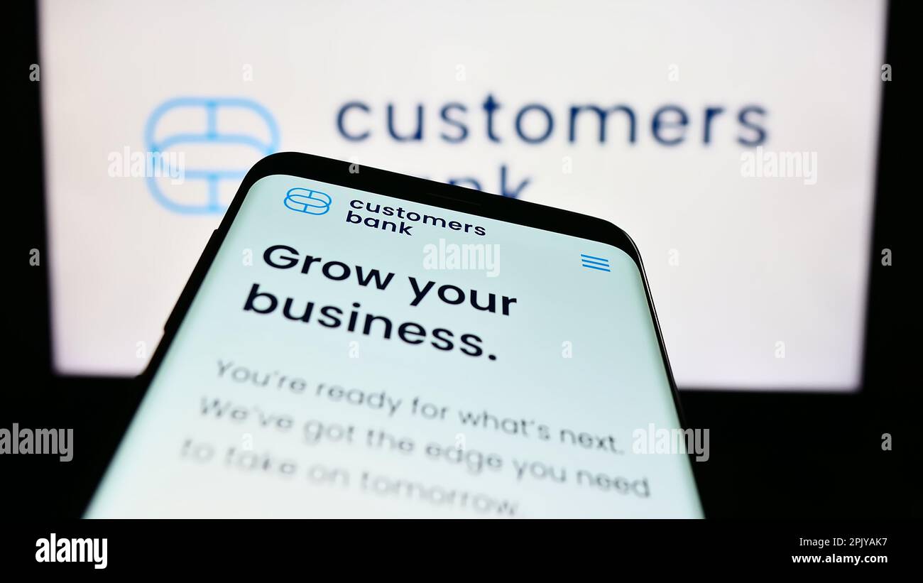 Smartphone with website of US financial company Customers Bancorp Inc ...