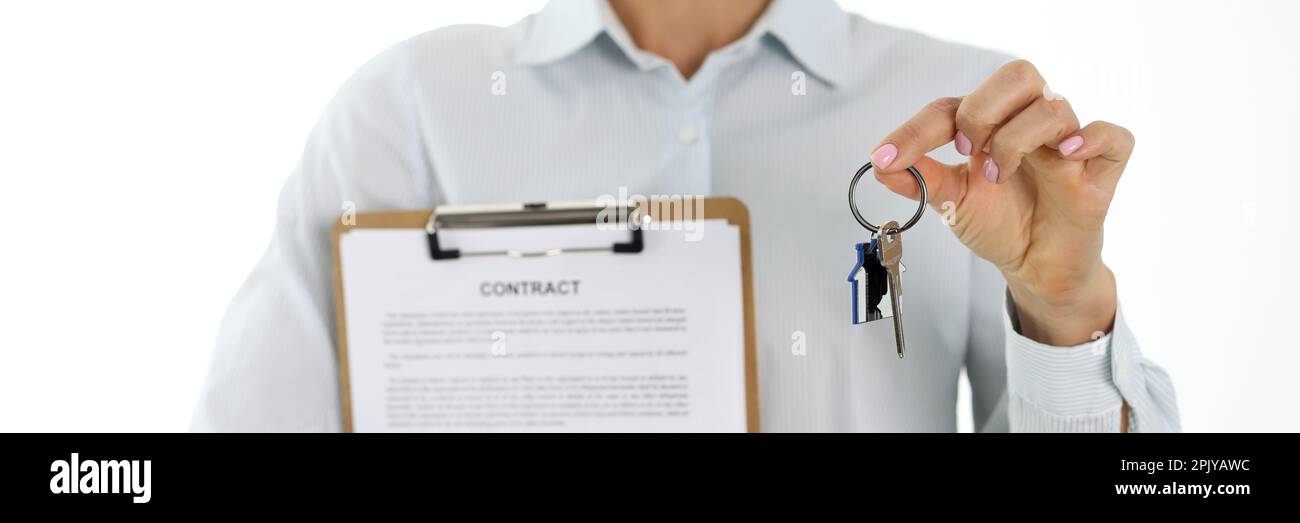 Woman holding keys from hi-res stock photography and images - Alamy