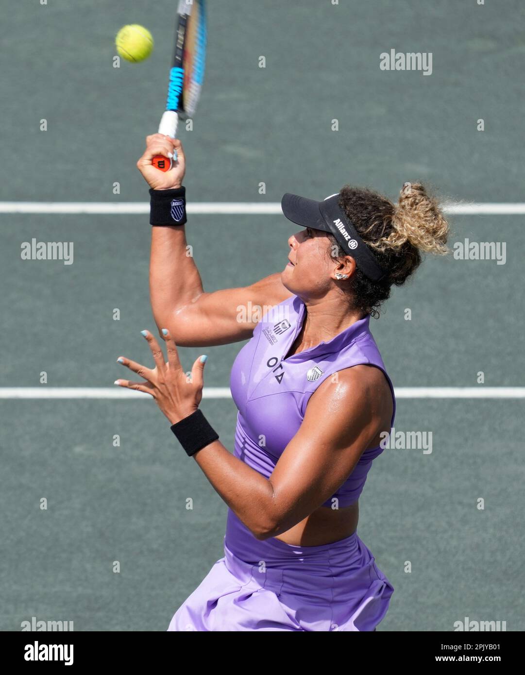 April 4, 2023: Mayar Sherif (EGY) loses to Paula Badosa (USA), 6-3, 6-1 ...