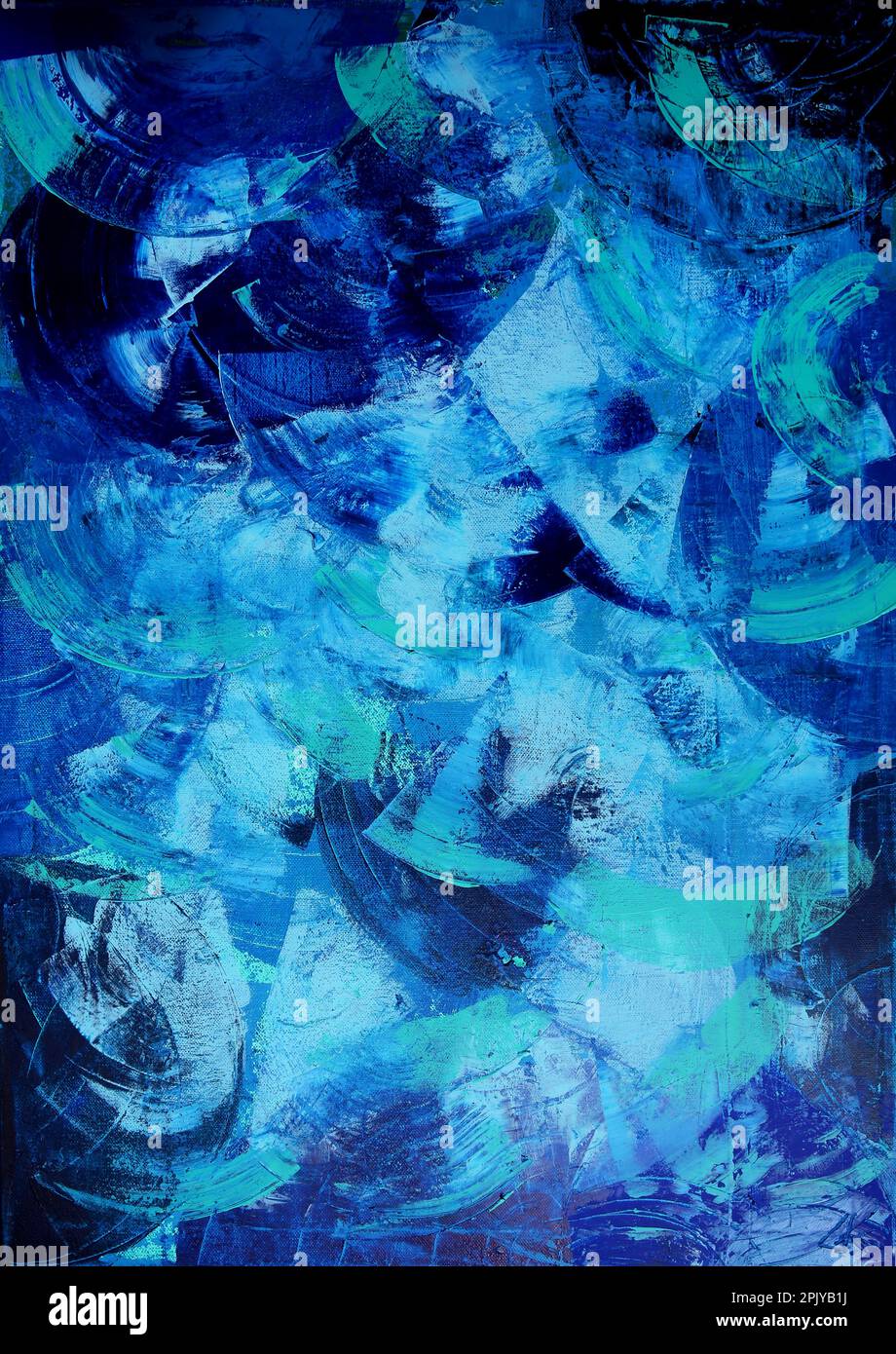 Abstract acrylic blue art painting Stock Photo - Alamy