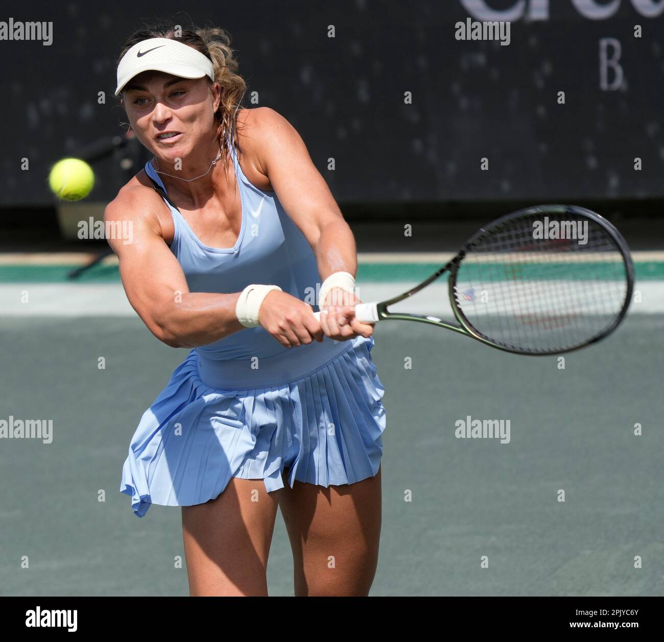 April 4, 2023: Paula Badosa (USA) defeated Mayar Sherif (EGY) 6-3, 6-1 ...