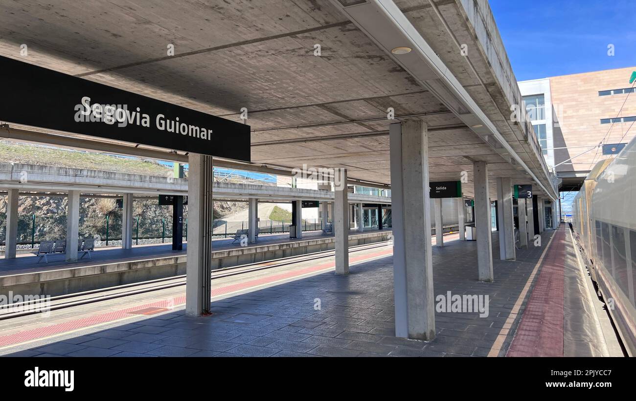 Platform of the high speed station of Segovia Guiomar Stock Photo - Alamy