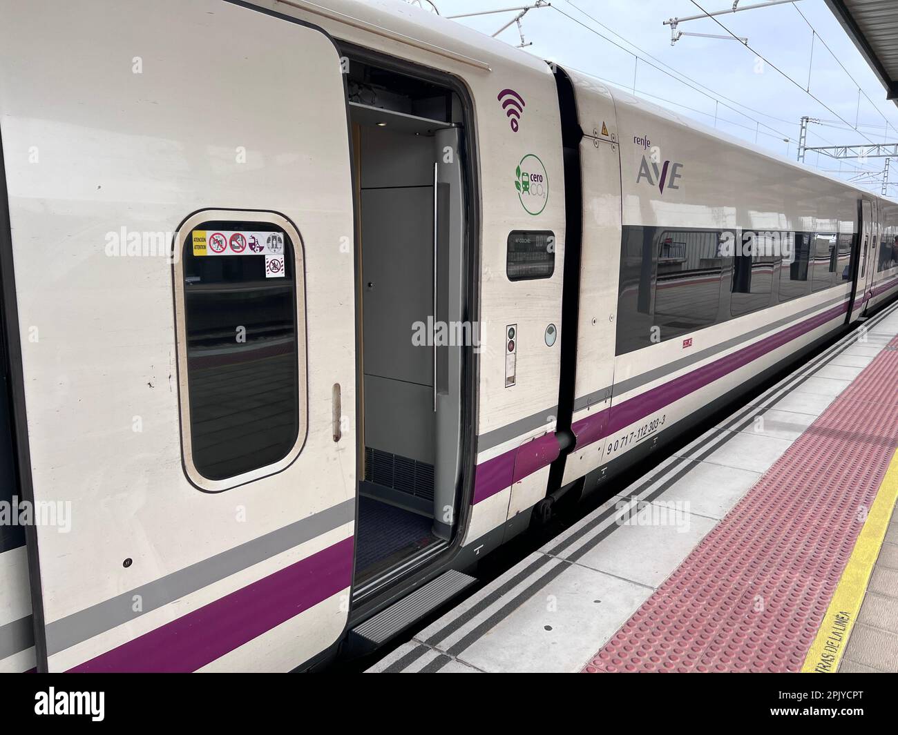 Spanish high-speed train with the new logo Stock Photo - Alamy