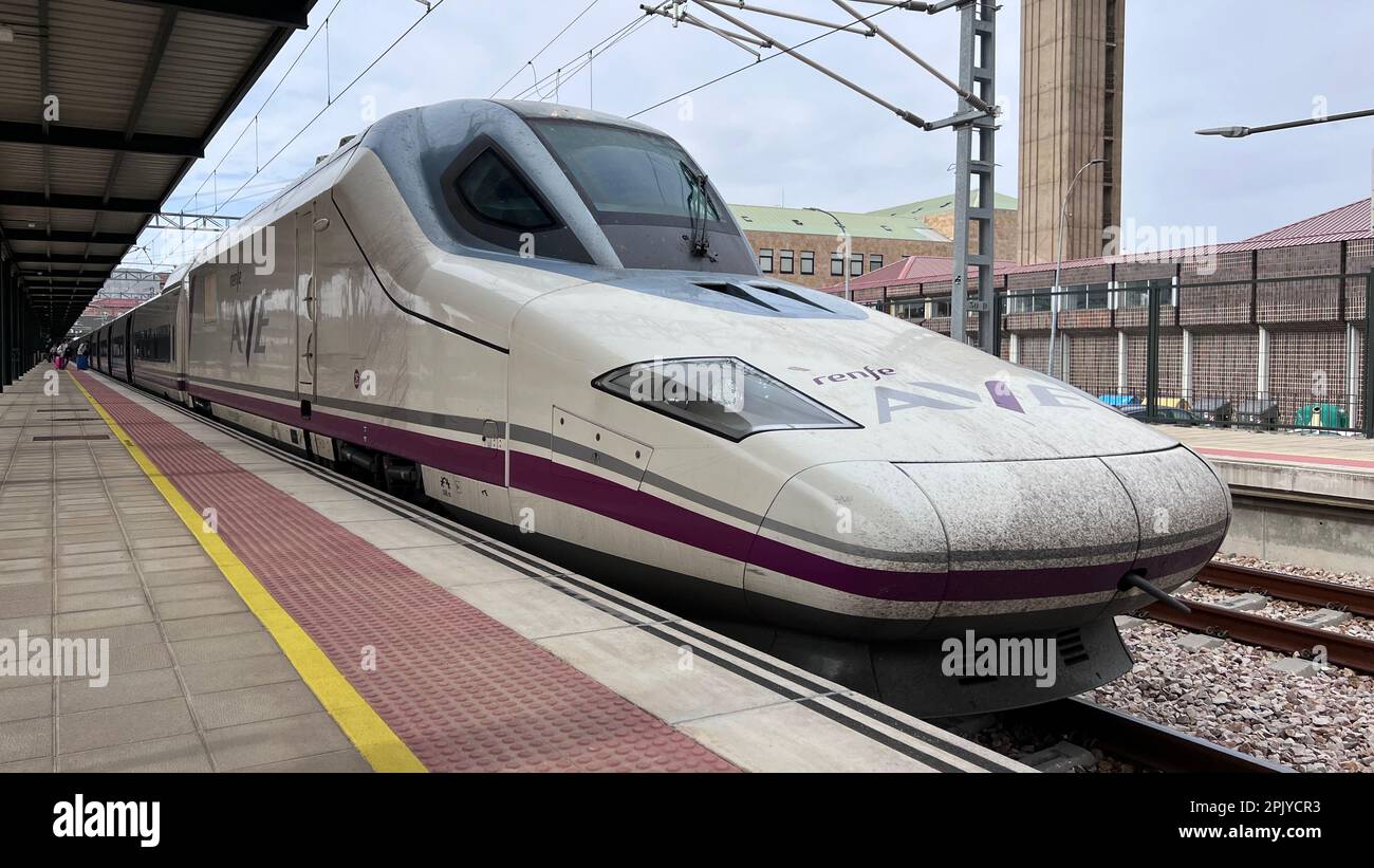 Spanish high-speed train with the new logo Stock Photo - Alamy
