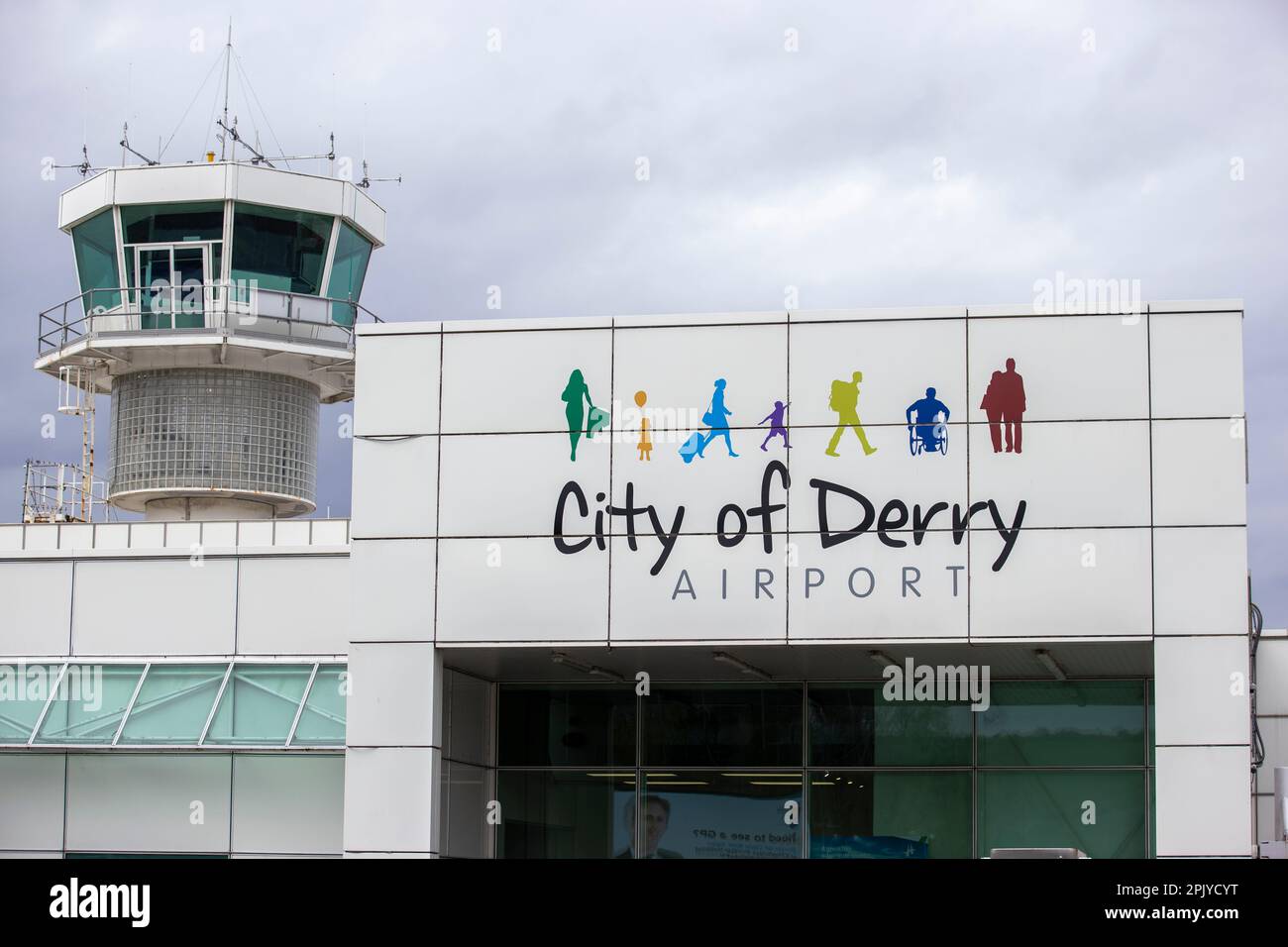Sign for the City of Derry Airport. Picture date: Tuesday April 4, 2023 ...