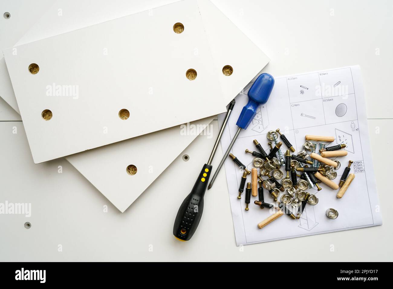 New white laminated chipboard furniture self mounting set with fitting ...