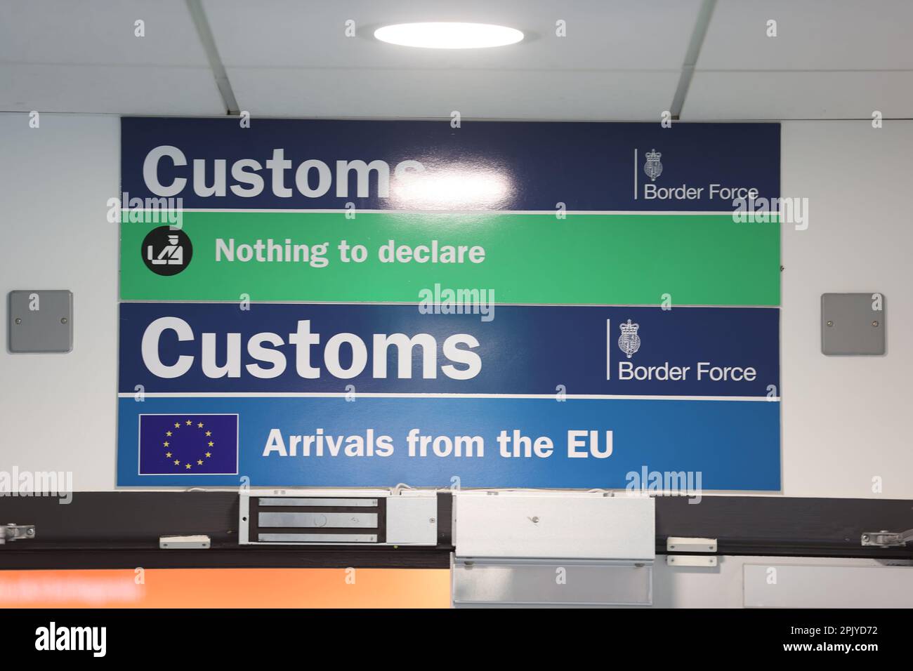 Border Force customs sign at the City of Derry Airport. Picture date ...
