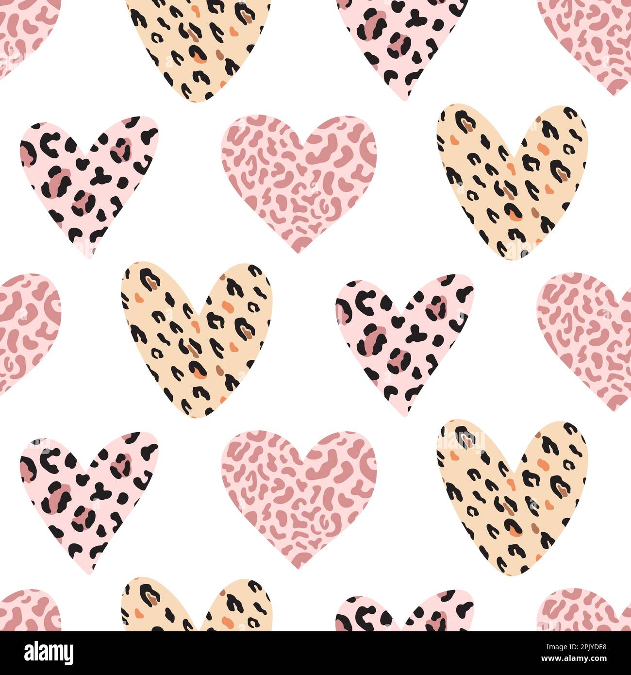 Cheetah Leopard Animal Skin Heart Seamless Pattern Stock Vector Image ...