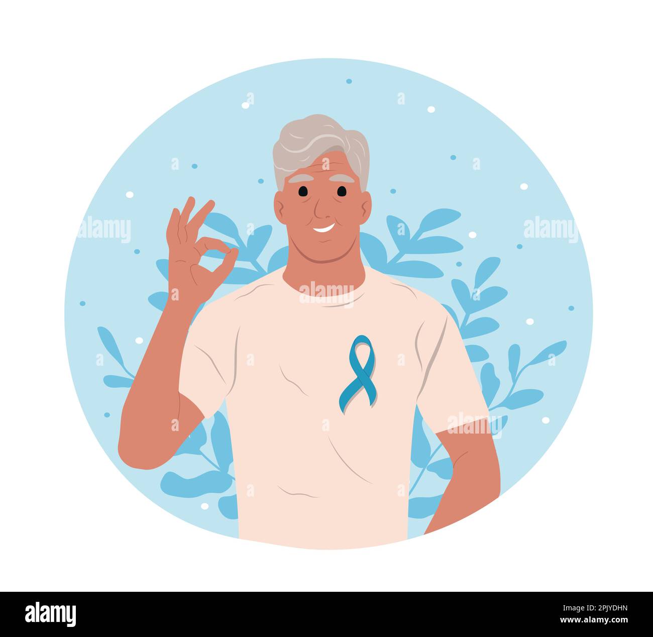 Elderly man and a symbol of mens health. Flat vector illustration. June ...