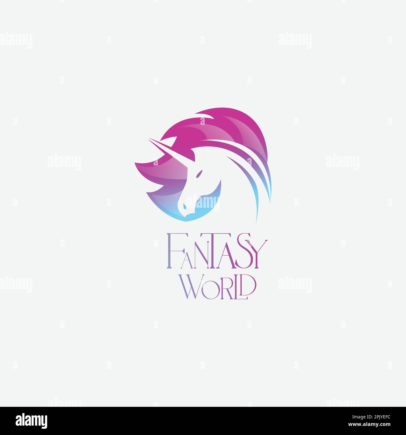 fantasy world logo with unicorn and colorful abstract shapes Stock ...