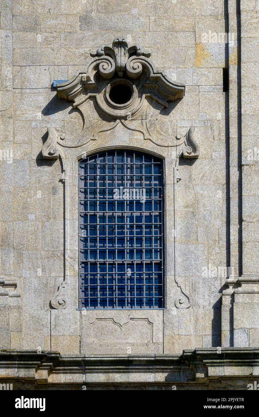 Stone decorations in a window. Also known as the Church of Lapa in ...