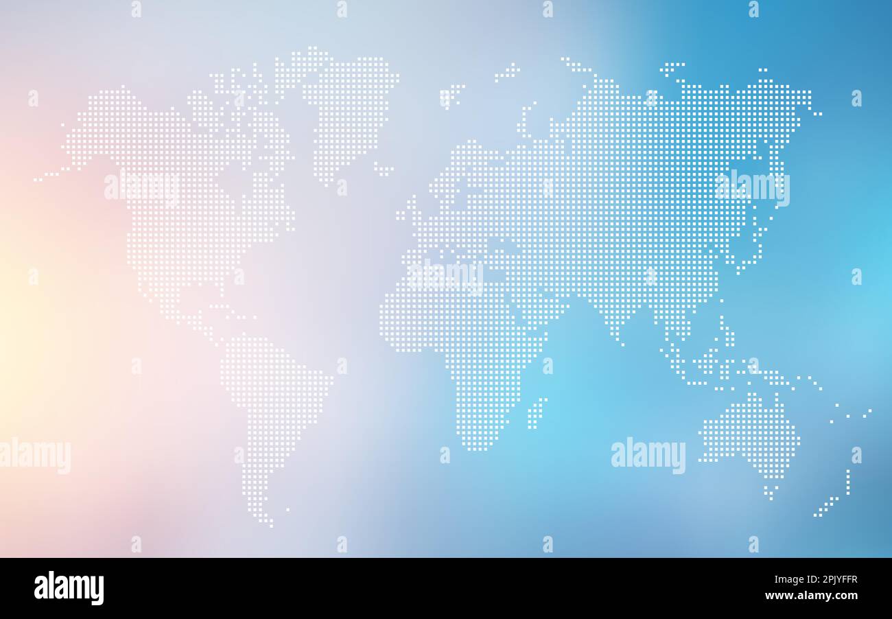 World map with square dot. Аbstract dotted squares world map on light ...