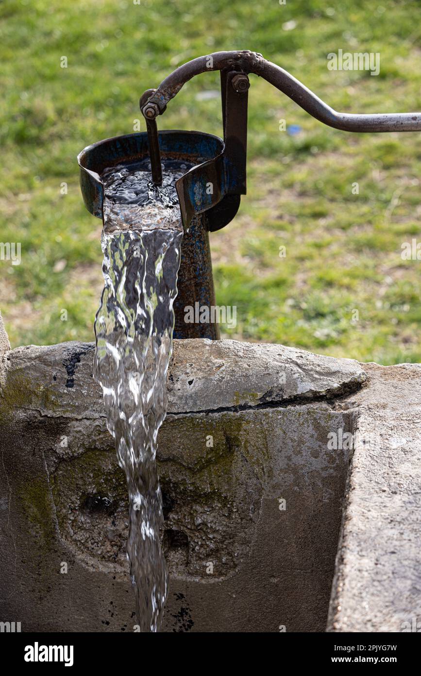 Old pump used to extract water from the field in Turkey. Retro well ...