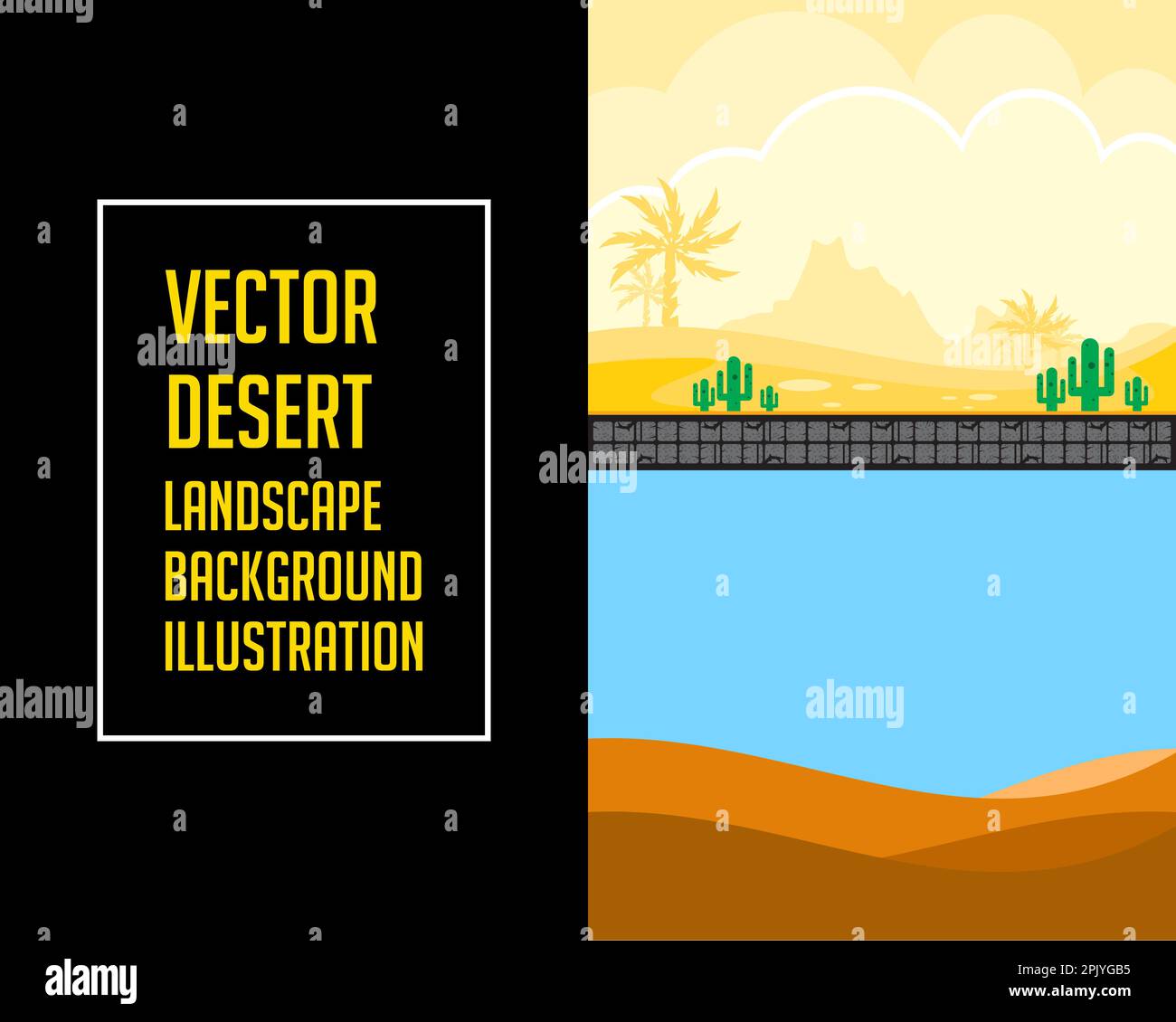 Set of Vector desert landscape background illustration Stock Vector ...