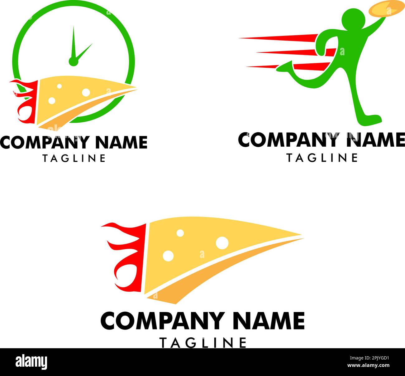 Set of Vector fast pizza logo, Pizza quickly delivering logo Stock ...