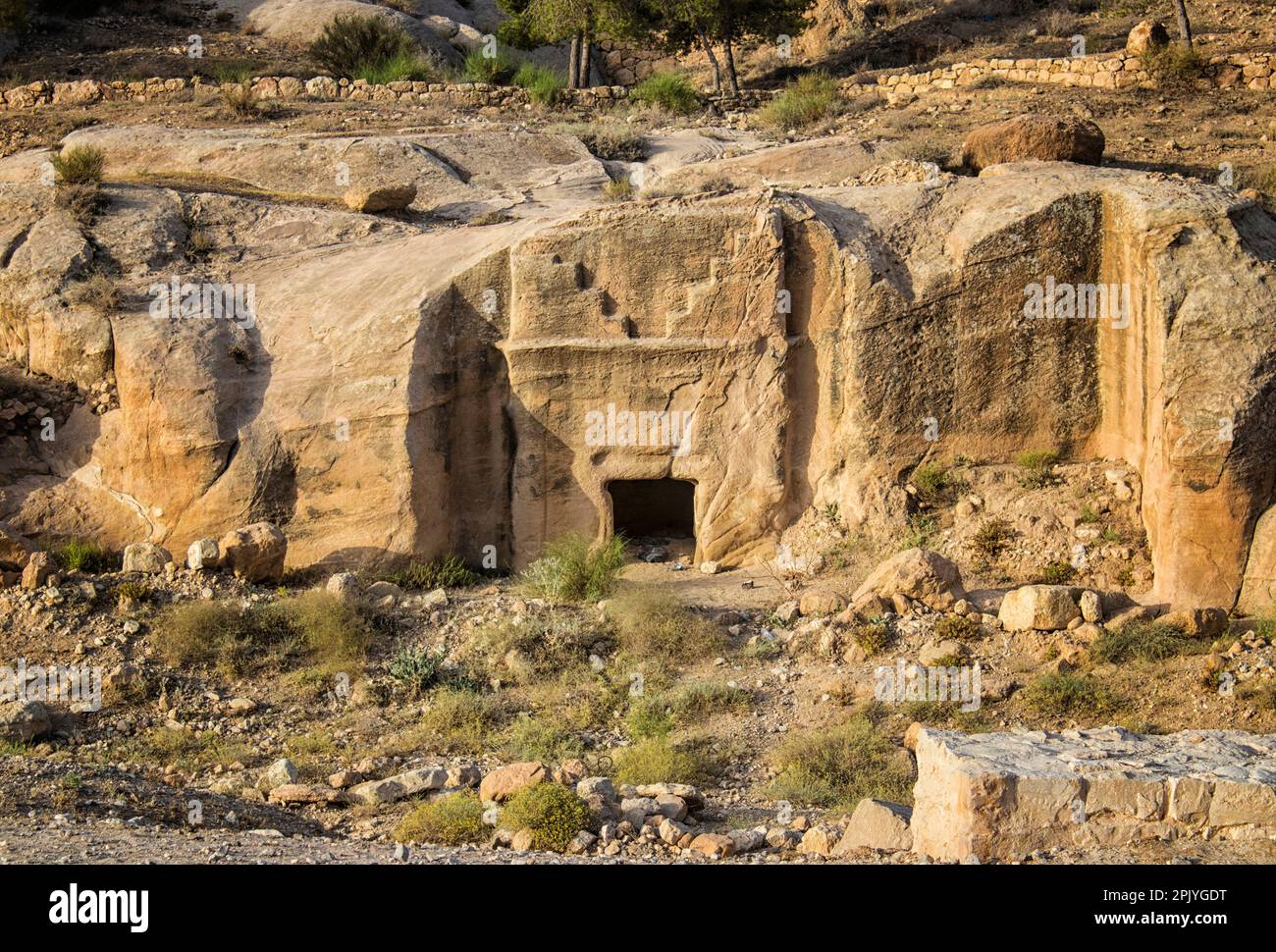 Hand carved caves, walls and structures at the UNESCO listed site of ...