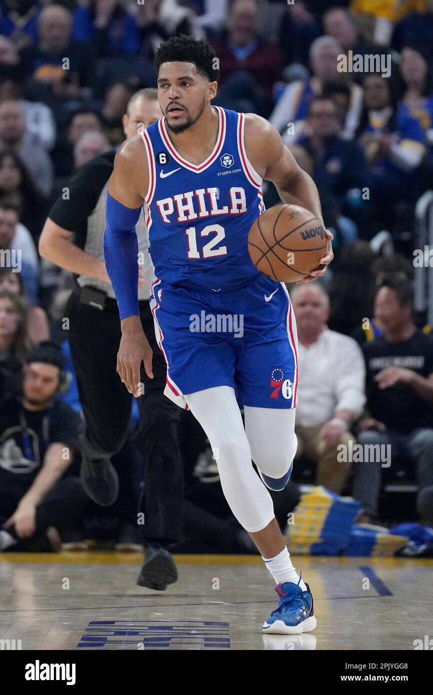 Philadelphia 76ers forward Tobias Harris (12) against the Golden State ...